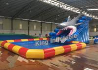 China Blue Shark Inflatable Water Parks Waterproof Inflatable Swimming Pool 8m X 6m for sale