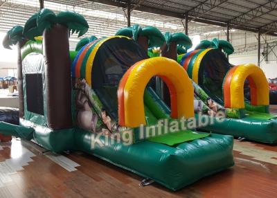 China Green Printed PVC Small Inflatable Bouncer Castle Kids Playground Flame Resistant for sale