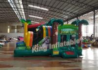 China Green Printed PVC Small Inflatable Bouncer Castle Kids Playground Flame Resistant for sale