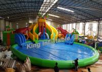 China Dinosaur Amusement Park Slide Amazing Inflatable Water Park With Swimming Pool for sale