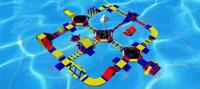 China 0.9mm PVC Tarpaulin Huge Inflatable Water Parks 40m Diameter With Red / Blue Colour for sale