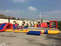 China 0.9mm PVC Tarpaulin Huge Inflatable Water Parks 40m Diameter With Red / Blue Colour for sale
