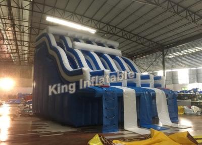 China Four Lane Blue Inflatable Water Slide Adult / Kids Swimming Pool Water Slide for sale