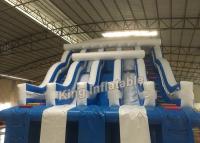 China Four Lane Blue Inflatable Water Slide Adult / Kids Swimming Pool Water Slide for sale