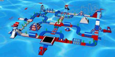China Giant Exciting Inflatable Aqua Park / Inflatable Playground With Slide 50 * 35m for sale