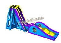 China Blue / Yellow Inflatable Water Slide Games Commercial 12 * 4m hippo slide For Beach for sale