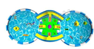 China Outdoor Games Colourful Inflatable Backyard Water Park With Two Pool / Water Slide for sale