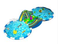 China Outdoor Games Colourful Inflatable Backyard Water Park With Two Pool / Water Slide for sale