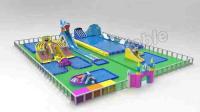 China Plato PVC Tarpaulin Interesting Inflatable Water Parks With Climbing / Slider for sale