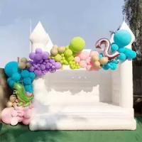 China Wedding Pastel Pink Inflatable Bouncy Jump Castle Ball Pit Mini White Bounce House for sale
