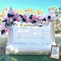 China Wedding Pastel Pink Inflatable Bouncy Jump Castle Ball Pit Mini White Bounce House for sale
