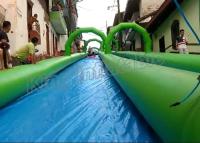 China Double Lane Inflatable Slip N Slide 100m Long For Kids N Adults for sale