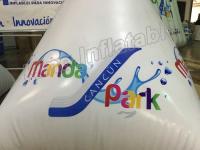 China Triangle Airtight  Inflatable Floating Buoys Water PVC Toys With CE Approved Air Pump for sale