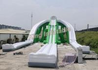 China Giant Green Exciting Trippo Inflatable Water Slide With 3 Lane For Adult for sale