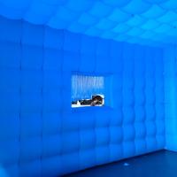 China Customizable Color LED Lighting Mobile Night Club Tent Blue Inflatable Cube Tent Party Tent For Events for sale