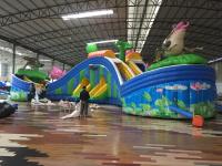China Inflatable Ground Water Park Inflatable Slide With Three Pool for sale