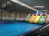 China Outdoor Games Inflatable Slide Park Inflate Large Inflatable Water Slides With Swimming Pool for sale