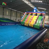 China Outdoor Games Inflatable Slide Park Inflate Large Inflatable Water Slides With Swimming Pool for sale