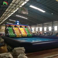 China Outdoor Games Inflatable Slide Park Inflate Large Inflatable Water Slides With Swimming Pool for sale