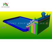 China Outdoor Games Inflatable Slide Park Inflate Large Inflatable Water Slides With Swimming Pool for sale