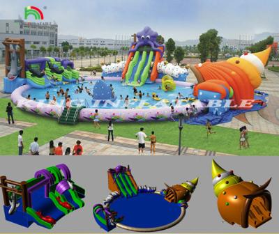 China Inflatable Large Water Park With Water Slide And Pool for sale