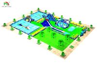 China Water Park Project Design Playground Games Inflatable Obstacle Course Water Bouncy Slide With Pool for sale