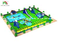 China Water Park Project Design Playground Games Inflatable Obstacle Course Water Bouncy Slide With Pool for sale