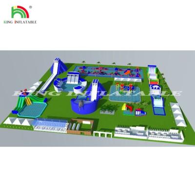 China Commercial Floating Inflatable Water 30x40 Meter Inflatable Wate Park Slides Amazuments For Inland Summer Play for sale