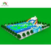 China Commercial Water Play Equipment Mobile Land Inflatable Ground Water Park With Large Pool Slide For Adults for sale