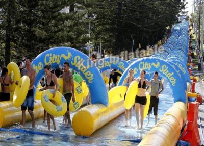 China Crazy Fun Giant100×5.8m  PVC Tarpaulin Inflatable Slip N slide  The City For Adult for sale