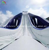 China Commercial Large Triple Inflatable Water Slide 3 Lane High Tide Inflatable Water Slide for sale