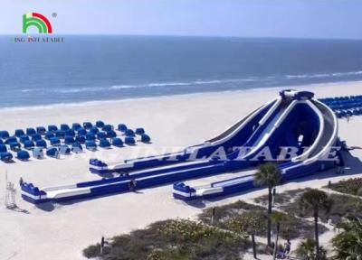 China Commercial Large Triple Inflatable Water Slide 3 Lane High Tide Inflatable Water Slide for sale