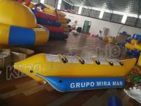 China Blue And Yellow Inflatable Fly Fishing Boats / Inflatable Banana Boat 4 Seats for sale
