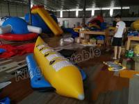 China Blue And Yellow Inflatable Fly Fishing Boats / Inflatable Banana Boat 4 Seats for sale