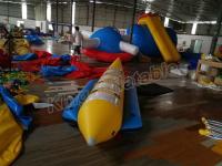 China Blue And Yellow Inflatable Fly Fishing Boats / Inflatable Banana Boat 4 Seats for sale