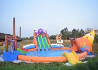 China Outdoor PVC Tarpaulin Inflatable Water Park Games On Land With 3 Slides for sale
