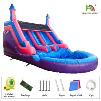 China Outdoor Commercial Double Lane Inflatable Water Slides With Pool for sale