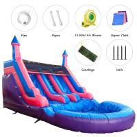 China Outdoor Commercial Double Lane Inflatable Water Slides With Pool for sale