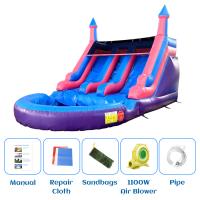 China Outdoor Commercial Double Lane Inflatable Water Slides With Pool for sale