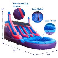 China Outdoor Commercial Double Lane Inflatable Water Slides With Pool for sale