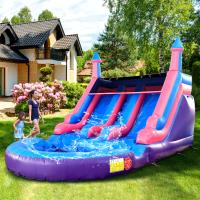 China Outdoor Commercial Double Lane Inflatable Water Slides With Pool for sale