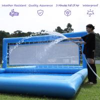 China 33FT Inflatable Volleyball Court Pool Blue Beach Water Volleyball Net Field With Air Pump For Outdoor Sport Game for sale