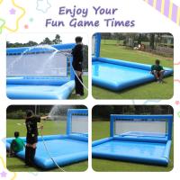 China 33FT Inflatable Volleyball Court Pool Blue Beach Water Volleyball Net Field With Air Pump For Outdoor Sport Game for sale