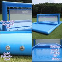 China 33FT Inflatable Volleyball Court Pool Blue Beach Water Volleyball Net Field With Air Pump For Outdoor Sport Game for sale