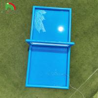China 33FT Inflatable Volleyball Court Pool Blue Beach Water Volleyball Net Field With Air Pump For Outdoor Sport Game for sale
