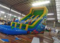 China Eye Catching Green Double Lane Inflatable Water Slide With Swimming Pool for sale