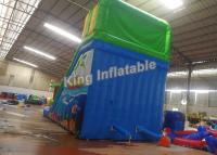 China Eye Catching Green Double Lane Inflatable Water Slide With Swimming Pool for sale