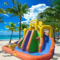 China Commercial Water Slide Inflatable Kids Outdoor Double Lane Water Slide Bounce House Inflatable Water Slide with Pool for sale