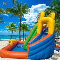 China Commercial Water Slide Inflatable Kids Outdoor Double Lane Water Slide Bounce House Inflatable Water Slide with Pool for sale