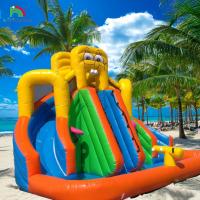 China Commercial Water Slide Inflatable Kids Outdoor Double Lane Water Slide Bounce House Inflatable Water Slide with Pool for sale